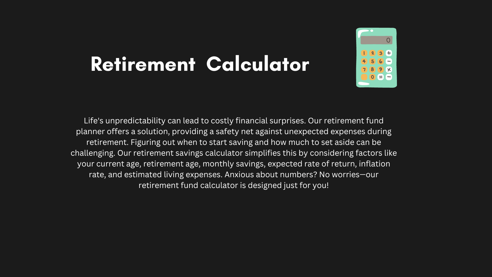 Retirement calculator - Financial Astrology by Rajeev Prakash