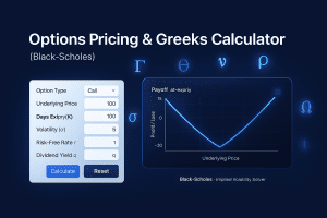 Options Pricing & Greeks Calculator (Black-Scholes)
